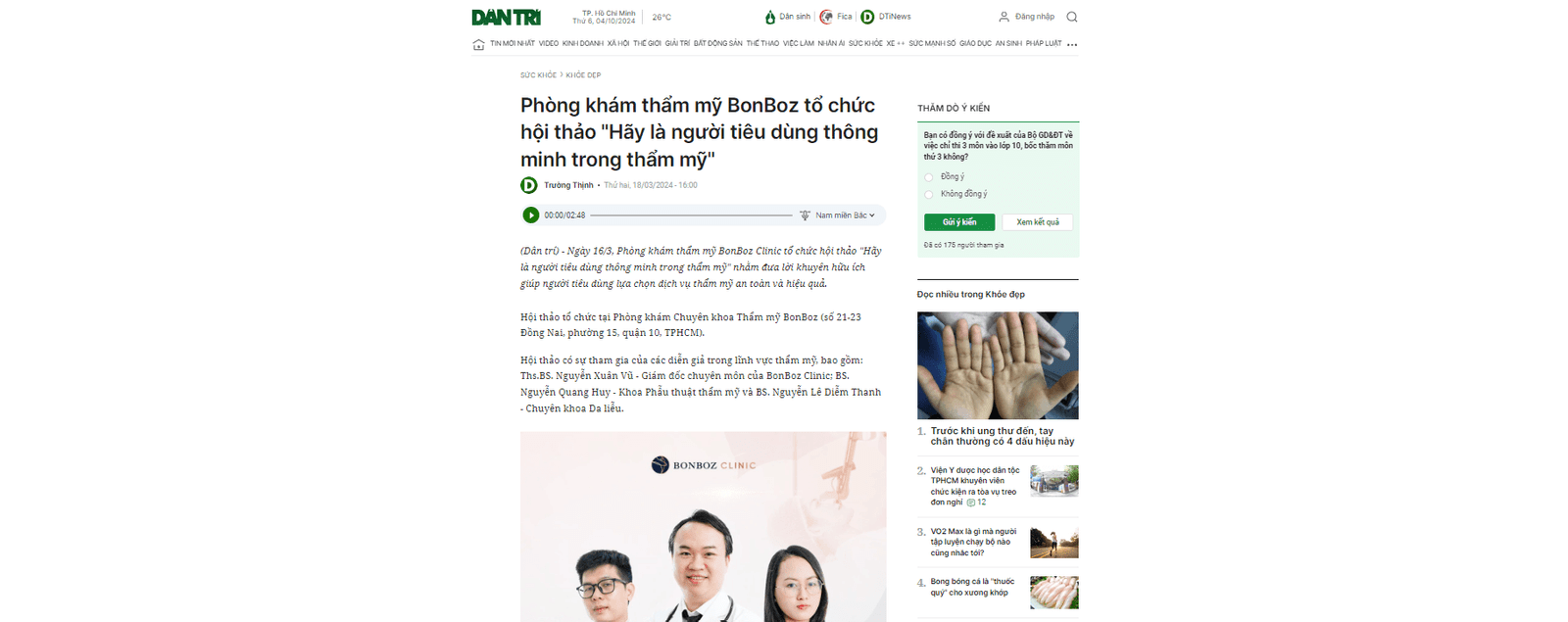 Báo Dân Trí - Phòng Khám Thẩm Mỹ BonBoz Tổ Chức Hội Thảo "Hãy Là Người Tiêu Dùng Thông Minh ...